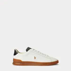 Ralph Lauren Heritage Court Ii Leather-tweed Sneaker - Deckwash White/black Mult