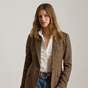 Ralph Lauren Cotton-blend Herringbone Blazer - Brown/tan Multi