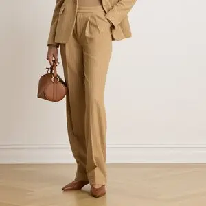 Ralph Lauren Pinstripe Pleated Twill Straight Pant - Tan Multi