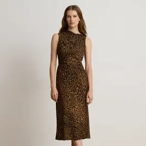 Ralph Lauren Ocelot-print Pleated Crepe Dress - Tan Multi