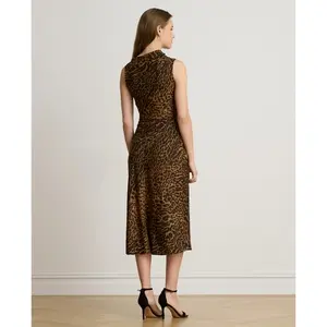 Ralph Lauren Ocelot-print Pleated Crepe Dress