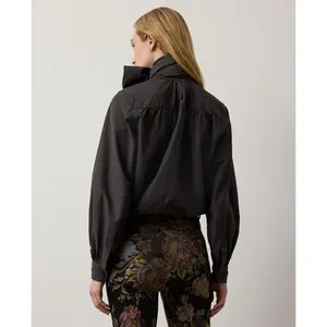 Ralph Lauren Dara Tie-neck Poplin Blouse - Chocolate