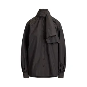 Ralph Lauren Dara Tie-neck Poplin Blouse - Chocolate