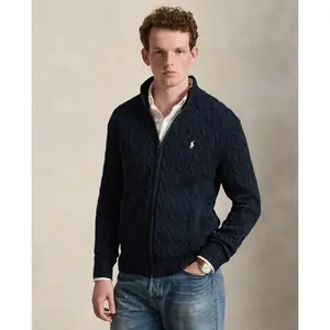 Ralph Lauren Cable-knit Cotton Full-zip Sweater - Hunter Navy