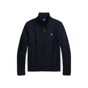 Ralph Lauren Cable-knit Cotton Full-zip Sweater - Hunter Navy