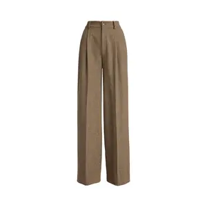 Ralph Lauren Glen Plaid Brushed Wool Wide-leg Pant