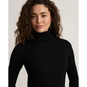 Ralph Lauren Cotton-blend Ribbed Turtleneck - Black