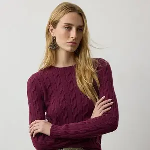 Ralph Lauren Cable-knit Cashmere Crewneck Sweater Carmine