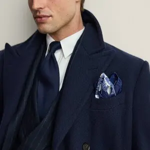 Ralph Lauren Ski-print Silk Pocket Square - Blue Multi