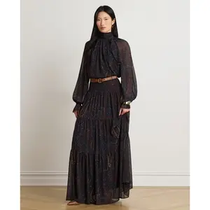 Ralph Lauren Paisley Georgette Mockneck Blouse