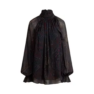 Ralph Lauren Paisley Georgette Mockneck Blouse