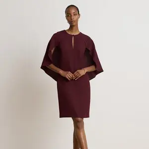 Ralph Lauren Cape Georgette Cocktail Dress - Dark Garnet