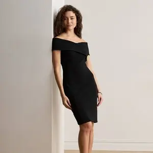 Ralph Lauren Faille Off-the-shoulder Cocktail Dress Black