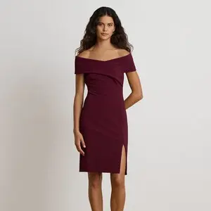 Ralph Lauren Faille Off-the-shoulder Cocktail Dress Dark Garnet