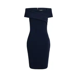 Ralph Lauren Faille Off-the-shoulder Cocktail Dress - Lauren Navy