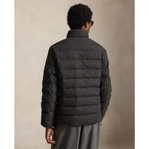 Ralph Lauren Golden Herringbone Down Jacket With Embroidered Polo Pony - Charcoal