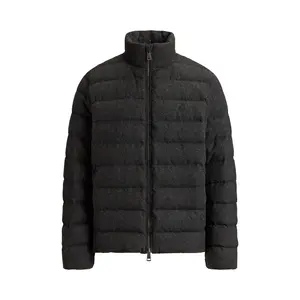 Ralph Lauren Golden Herringbone Down Jacket With Embroidered Polo Pony - Charcoal
