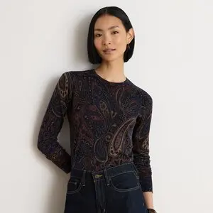 Ralph Lauren Paisley Cotton-modal Sweater - Navy Multi