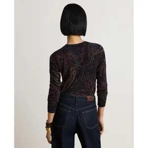 Ralph Lauren Paisley Cotton-modal Sweater - Navy Multi