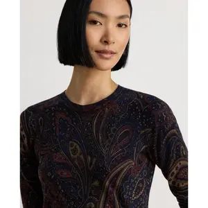 Ralph Lauren Paisley Cotton-modal Sweater - Navy Multi