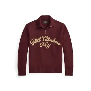 Ralph Lauren Embroidered Wool Quarter-zip Sweater