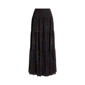 Ralph Lauren Paisley Georgette Tiered Maxiskirt - Navy Multi
