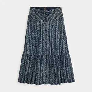 Ralph Lauren Indigo Floral-print Jersey Skirt
