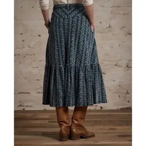 Ralph Lauren Indigo Floral-print Jersey Skirt