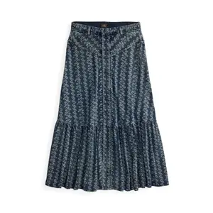 Ralph Lauren Indigo Floral-print Jersey Skirt