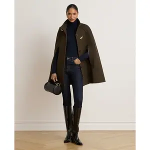 Ralph Lauren Houndstooth Buckle-trim Mockneck Cape