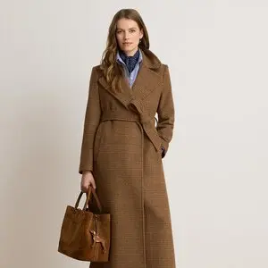 Ralph Lauren Glen Plaid Wool-blend Wrap Maxicoat - Camel/brown