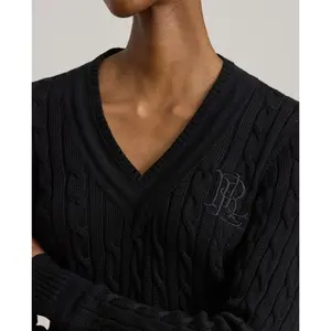 Ralph Lauren Cable-knit V-neck Sweater - Black