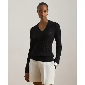 Ralph Lauren Cable-knit V-neck Sweater - Black