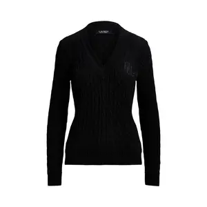 Ralph Lauren Cable-knit V-neck Sweater - Black