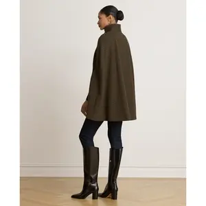 Ralph Lauren Houndstooth Buckle-trim Mockneck Cape
