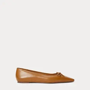 Ralph Lauren Leather Pointed Ballet Flat - Cuoio