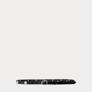 Ralph Lauren Dome-studded Leather Belt - Black/silver