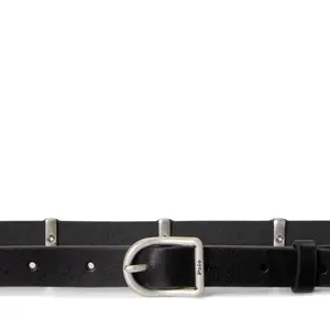 Ralph Lauren Dome-studded Leather Belt - Black/silver