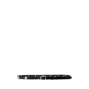 Ralph Lauren Dome-studded Leather Belt - Black/silver