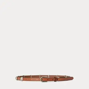 Ralph Lauren Dome-studded Leather Belt - Cuoio/silver