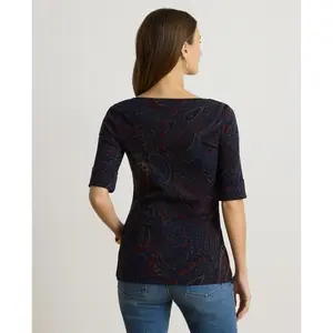 Ralph Lauren Paisley Stretch Cotton Boatneck Tee