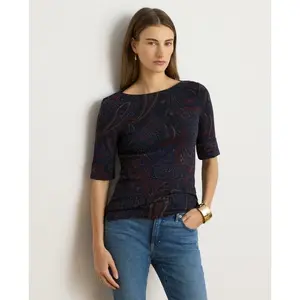 Ralph Lauren Paisley Stretch Cotton Boatneck Tee