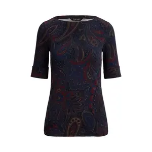 Ralph Lauren Paisley Stretch Cotton Boatneck Tee