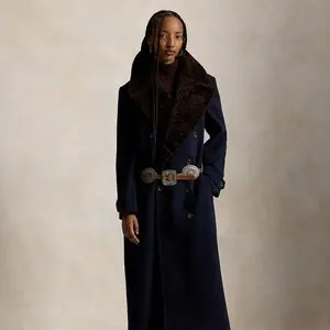 Ralph Lauren Shearling-collar Wool Melton Peacoat - Ink
