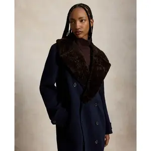 Ralph Lauren Shearling-collar Wool Melton Peacoat