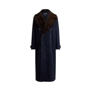Ralph Lauren Shearling-collar Wool Melton Peacoat