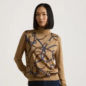 Ralph Lauren Belting-print Turtleneck Sweater