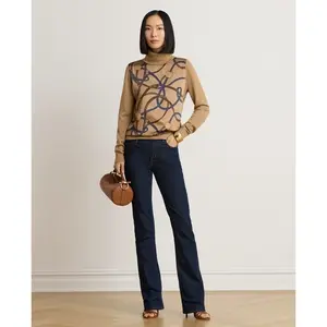 Ralph Lauren Belting-print Turtleneck Sweater