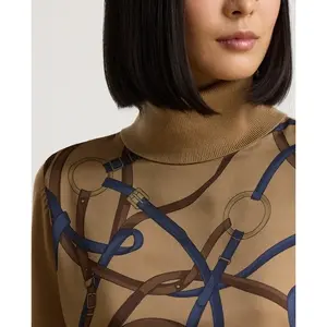 Ralph Lauren Belting-print Turtleneck Sweater