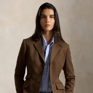 Ralph Lauren Single-breasted Tweed Hacking Blazer - Brown Multi Houndstooth